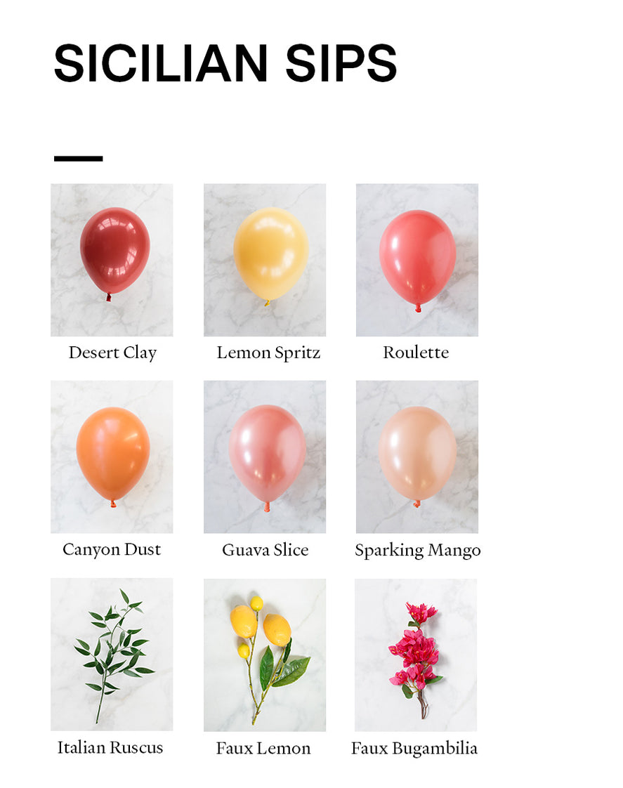 Sicilian Sips - Balloon Backdrop Install Piece with Greenery - 6ft — Paris312