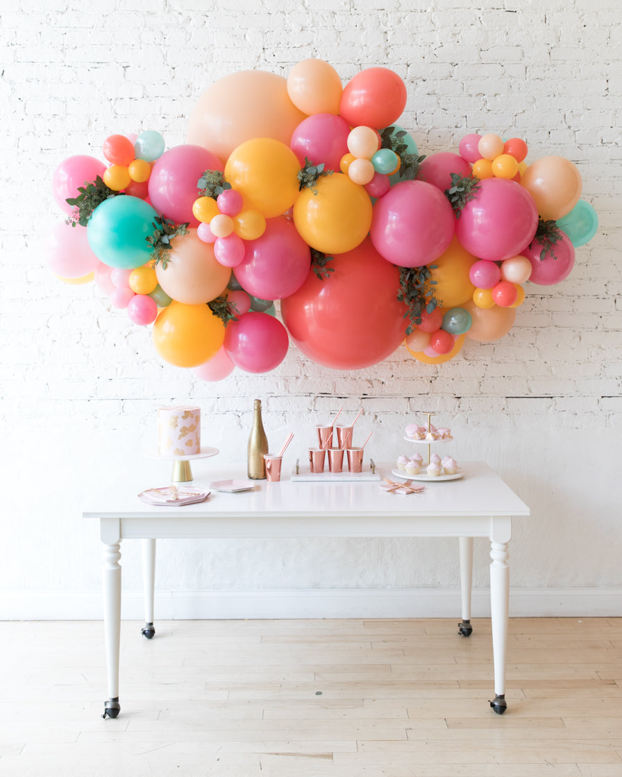 Colorful Bloom - Backdrop Balloon Garland Install Piece with Greenery ...