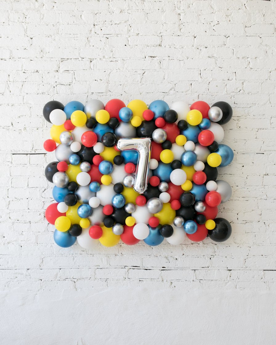 Customized Superhero Theme Number Balloon Backdrop Board - small — Paris312