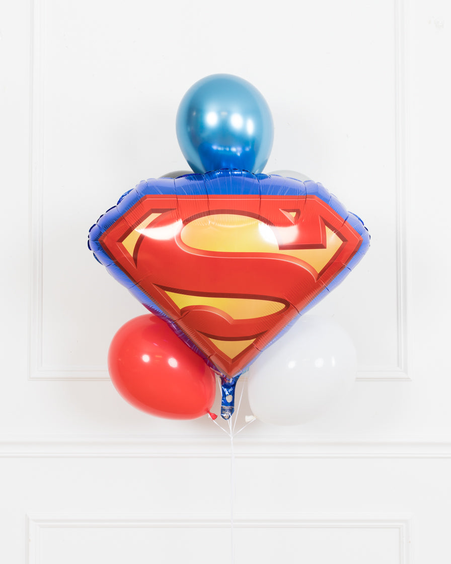 Superhero Theme - Superman Foil and 11in Balloons - bouquet of 7 — Paris312